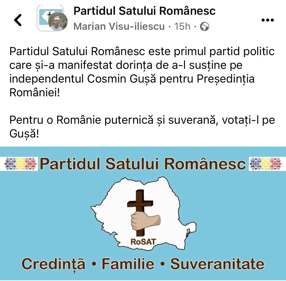 PSR, Partidul Satului Românesc, primul partid ce-l susține pe ...